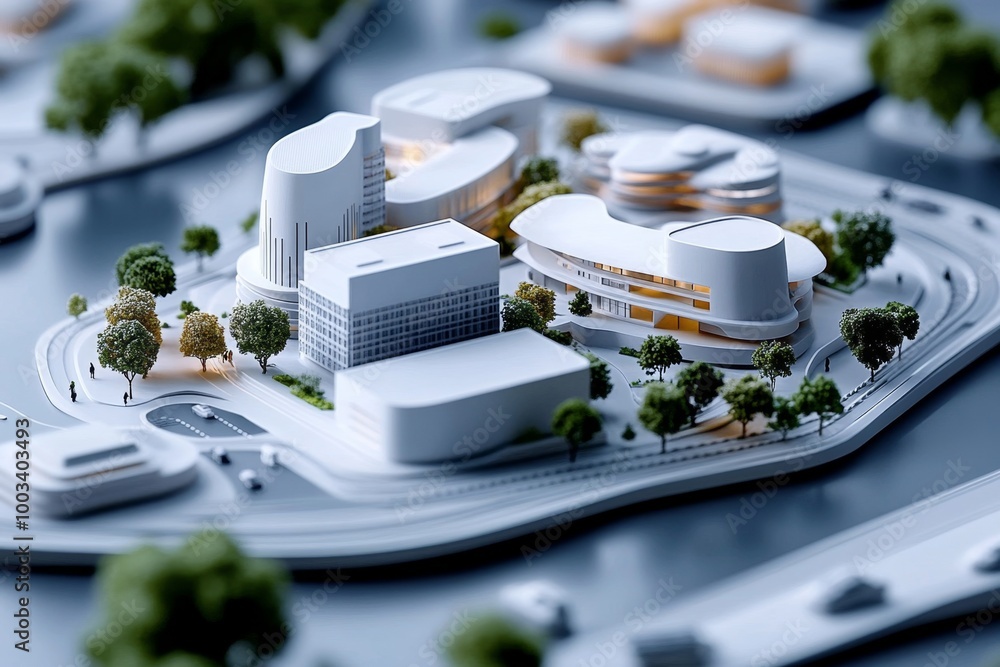 Geometric urban planning layout, using clean lines and simple shapes to ...