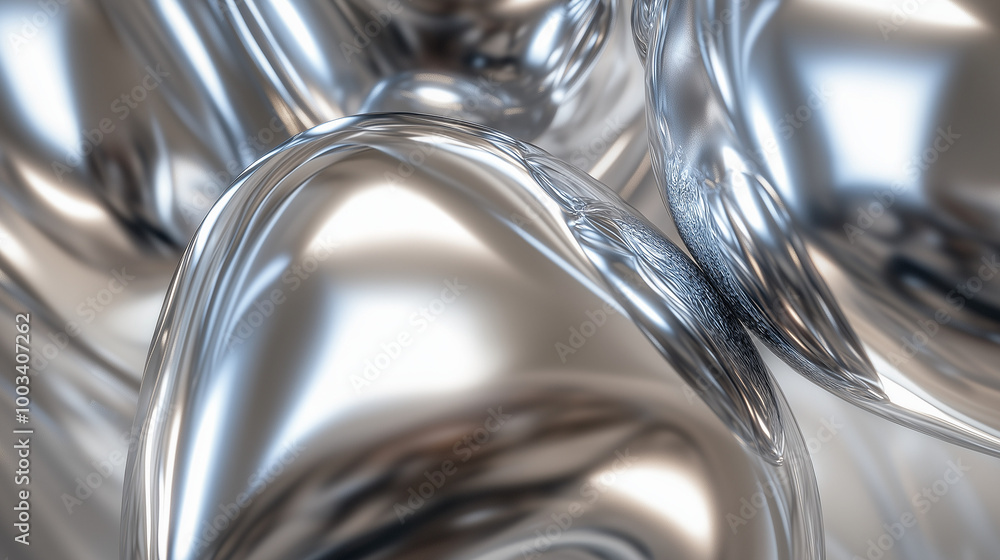 a close-up, top-down view of an inflated metallic silver balloon ...