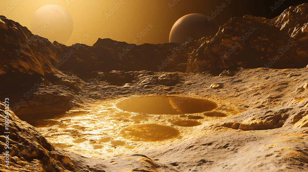 Detailed image of the methane lakes on titan saturn's largest moon with ...
