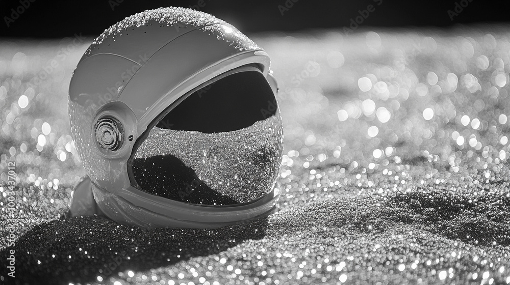 solitary astronaut figure in a sleek helmet floats in the vast ...