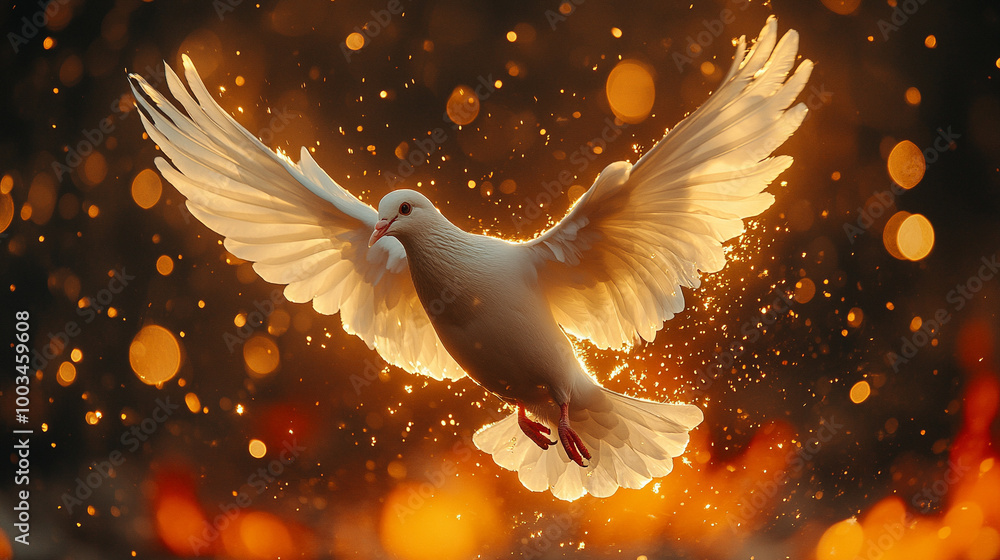 pure white dove gracefully soars through the sky, symbolizing peace ...