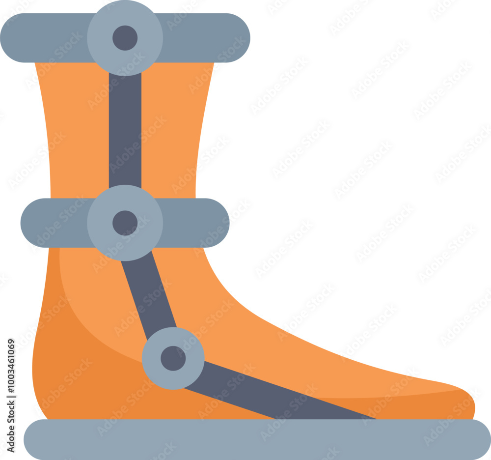 Orthopedic boot stabilizing fractured bone, helping patient with ...