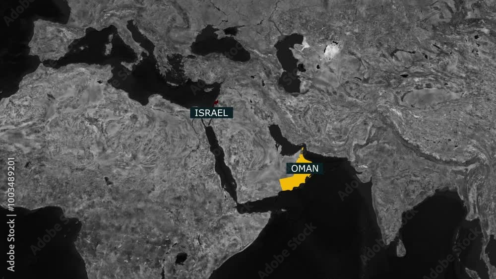 Political map of Oman israel. Map of Oman israel with borders. Stock ...