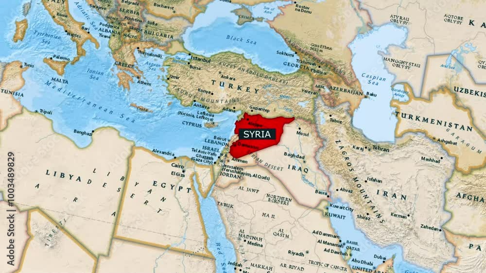 Political map of Syria.Map of Syria with borders Stock ビデオ | Adobe Stock