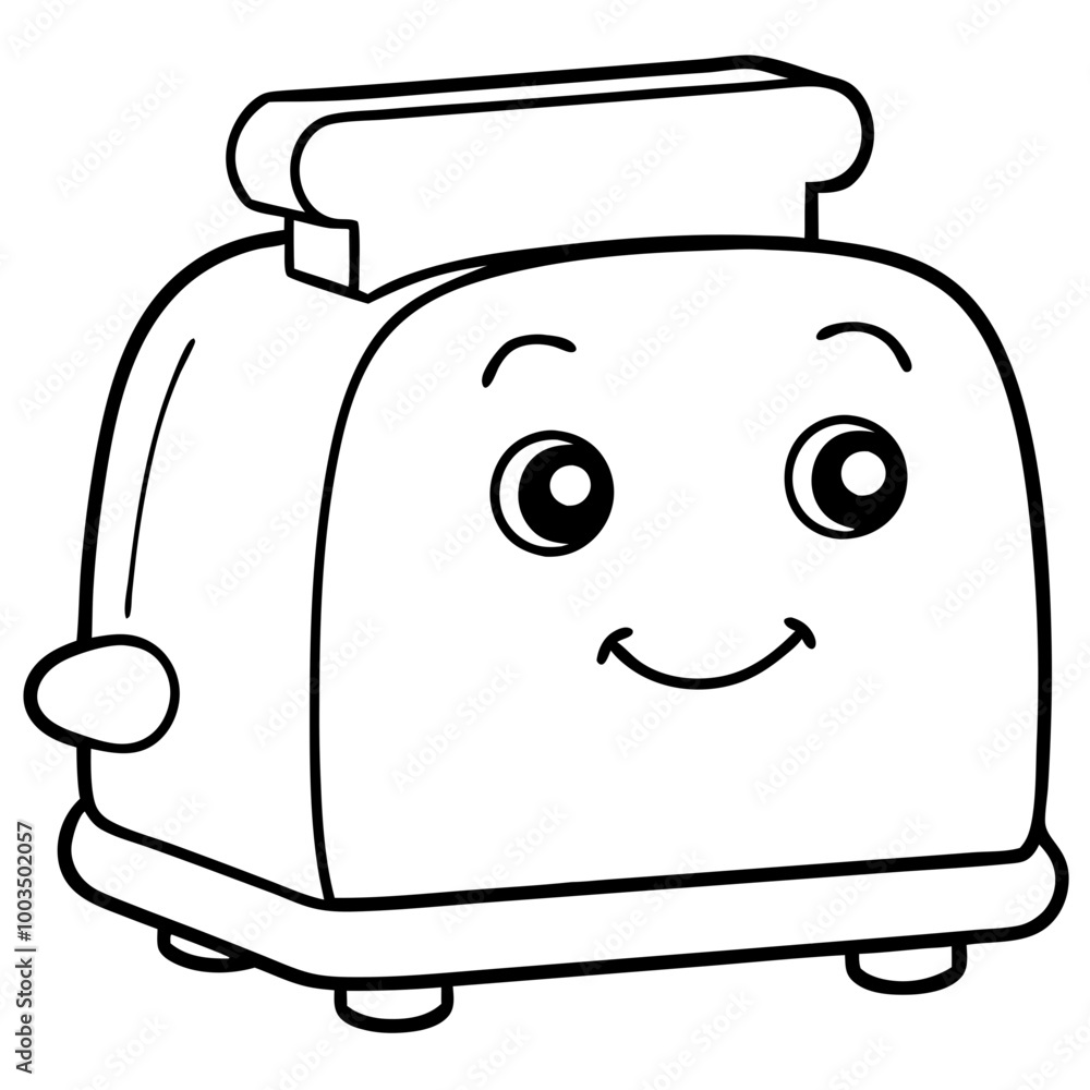 Smiling Toaster Cartoon: A cute and friendly toaster with big eyes and ...