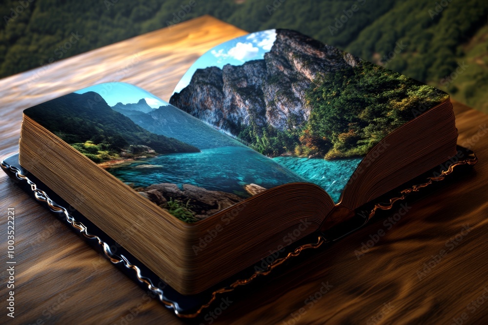 3D-rendered old photo album with animated pages, where every image and ...