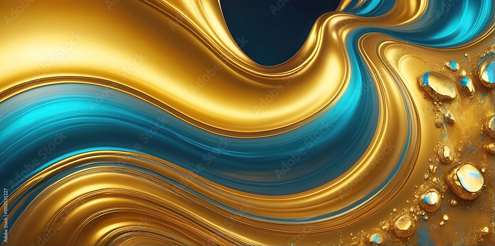 abstract gold fluid art mesmerizing digital render of undulating waves ...