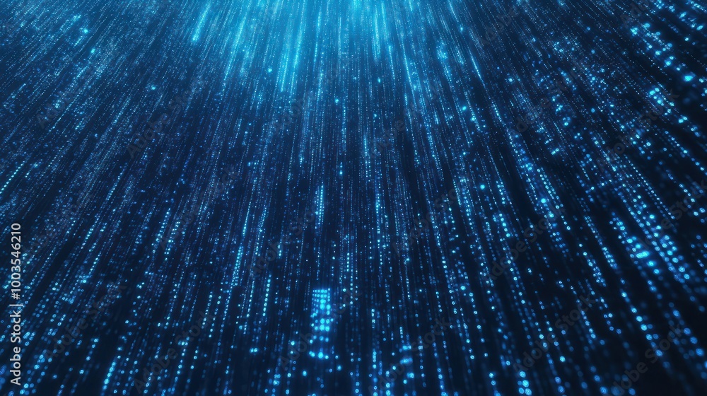 Binary Code Matrix. Digital Data Stream. Cyber Technology. Elegant Blue Coding Panorama ...