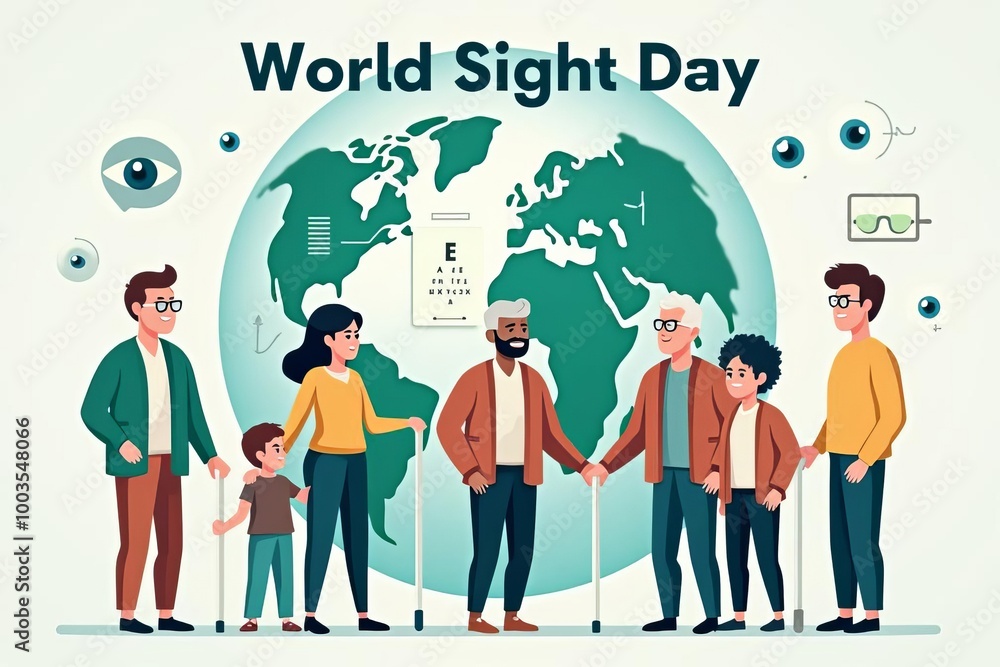 World Sight Day Illustration: Global Vision Awareness Campaign with ...