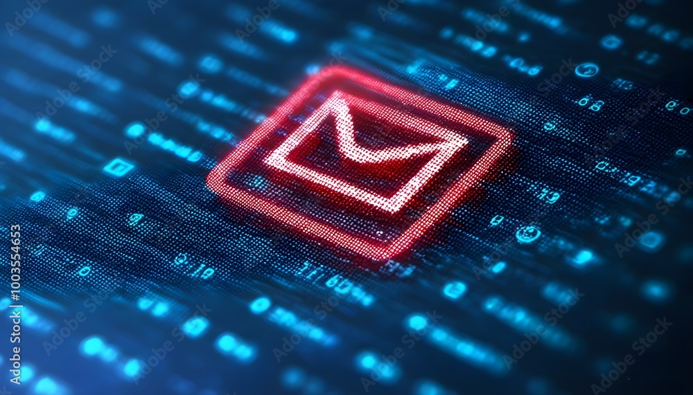 Warning signs of a phishing attack with a red flag icon in an email ...