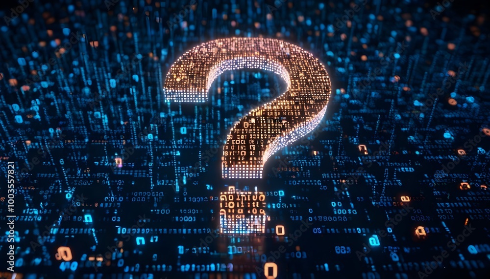 3d Digital Question Mark Shaped By Binary Code Representing Ais Role In Information Retrieval