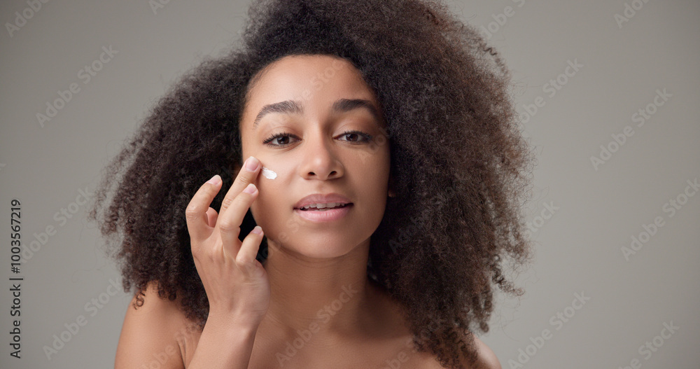Beauty and healthcare concept - beautiful African American woman with ...