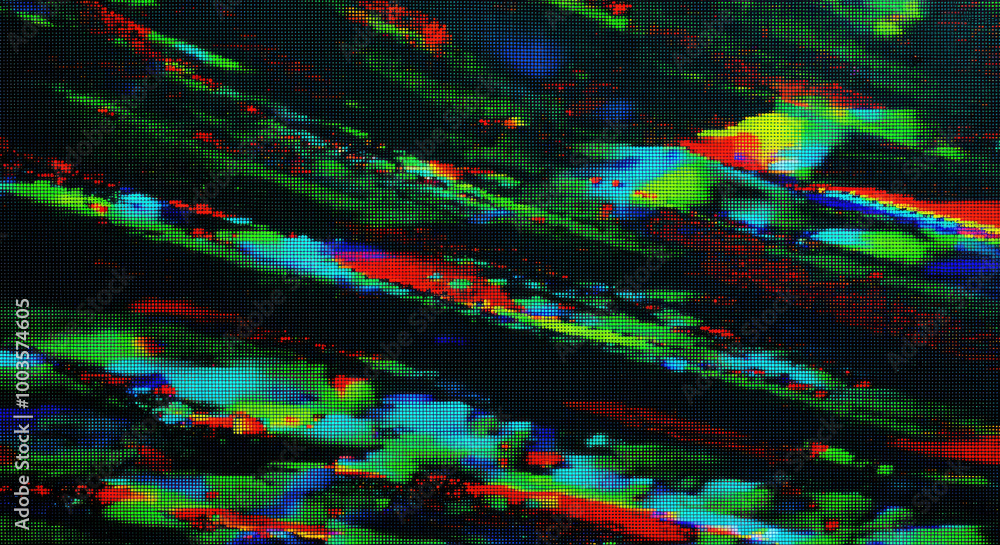 Technical difficulties screen with glitch effect and distorted pixels ...