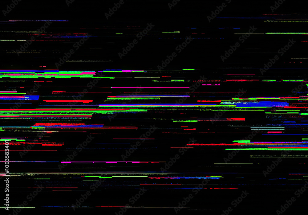 Technical difficulties screen with glitch effect and distorted pixels ...