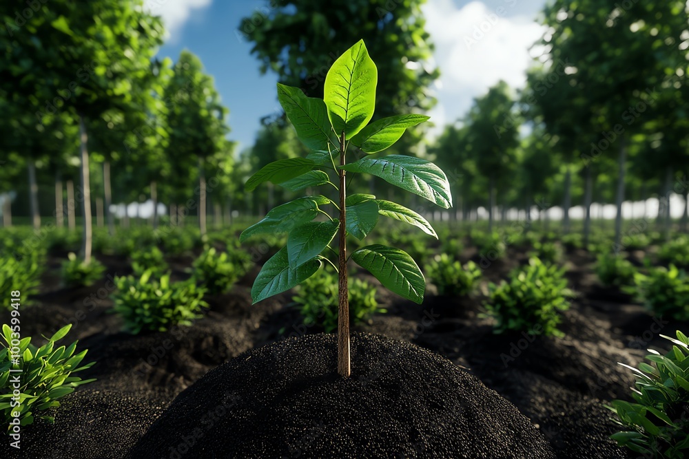 Interactive 3D model of a reforestation project, with fully animated trees growing and absorbing ...