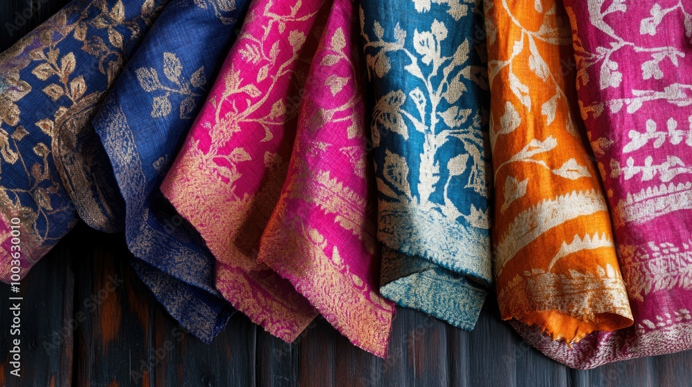 Indian handloom textiles with rich colors and traditional patterns ...
