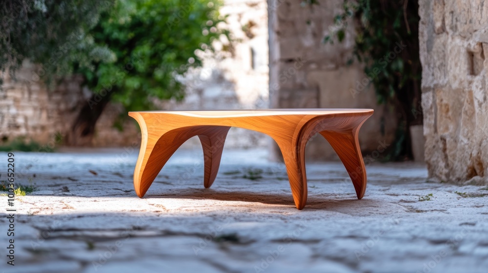 Beautiful wooden table made from olive tree trunk with organic-shaped ...