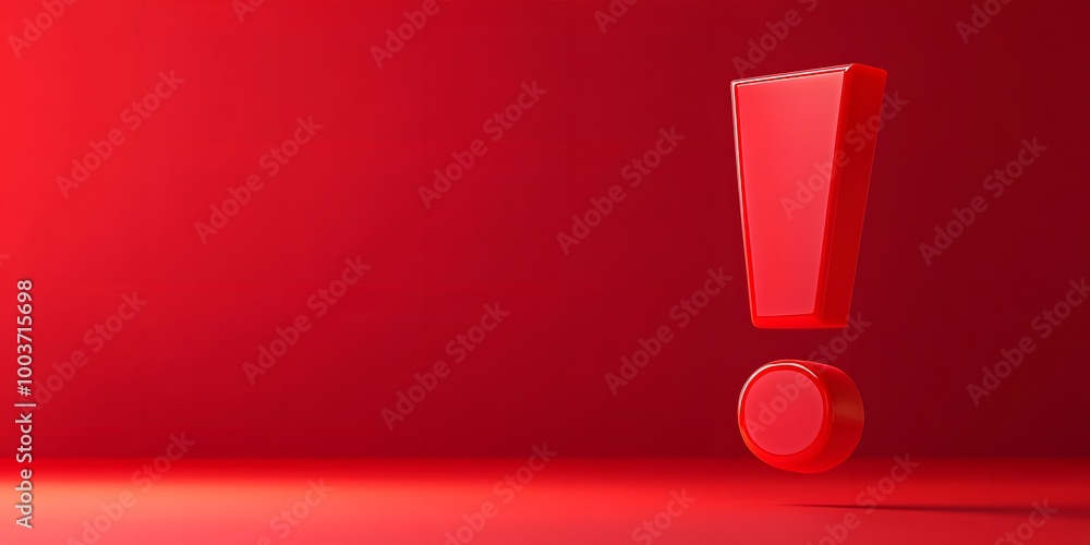 A vibrant red exclamation mark rendered in 3D stands out against a ...