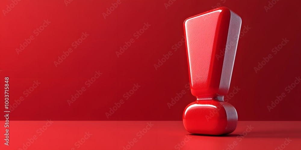 A vibrant red exclamation mark rendered in 3D stands out against a ...