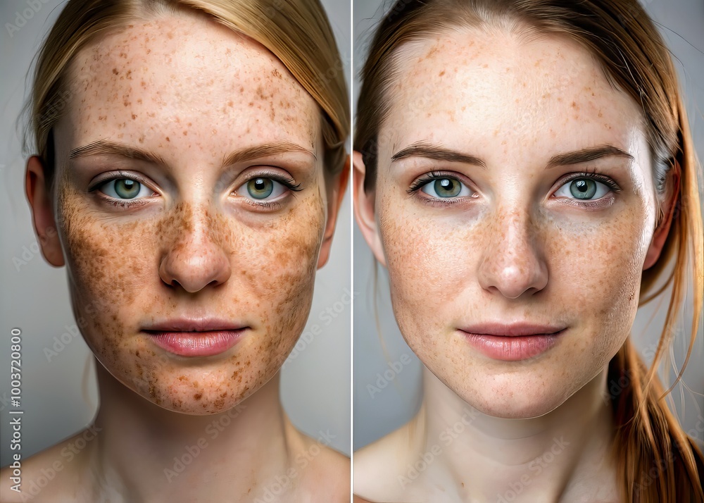 Before and After Retouch face and Freckles Woman and skin problems ...