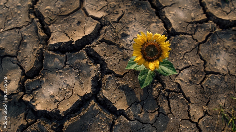 Sunflower drought drone common dry field aerial land Helianthus annuus ...
