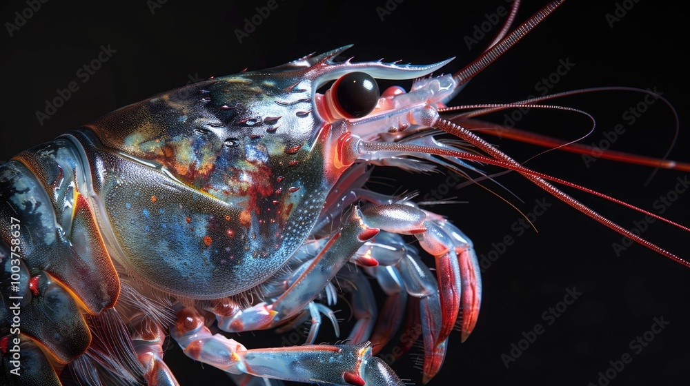 Head carapace of giant freshwater prawn or Macrobrachium rosenbergii or ...
