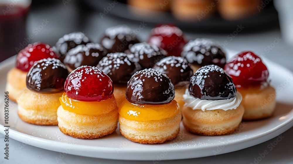 Assorted Timbits with different fillings such as chocolate, vanilla ...