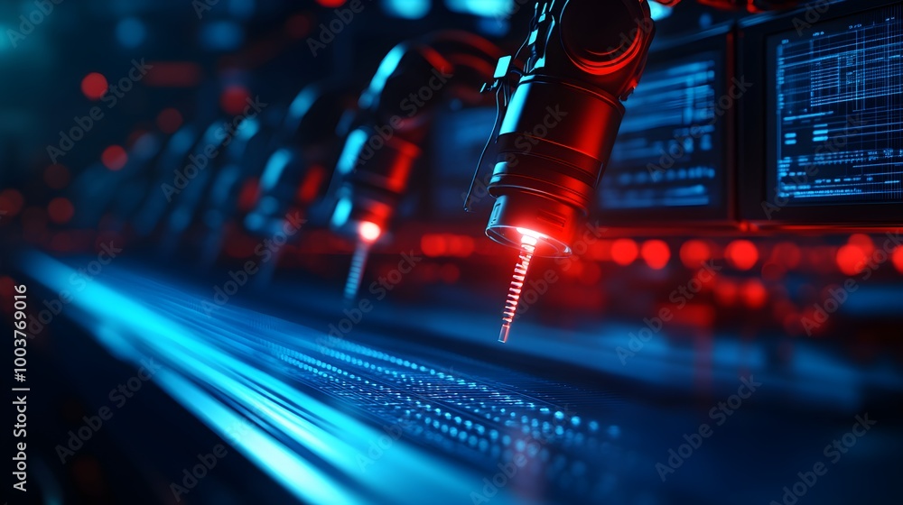 Robotic systems in a high-tech food lab, precise quality control with ...