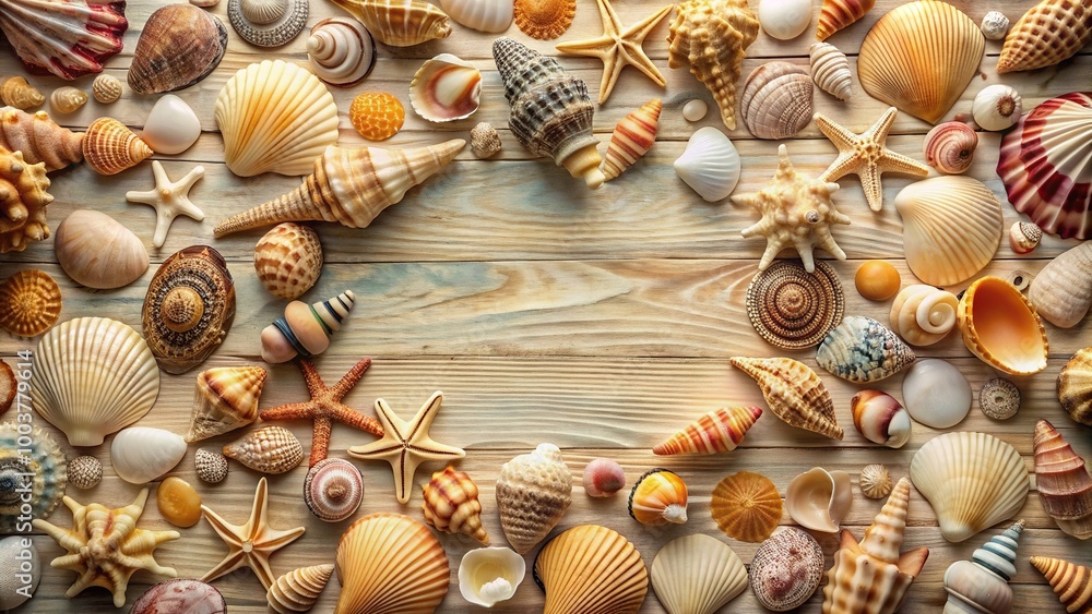Sea natural shell original pattern of marine life Wide Angle, close-up ...