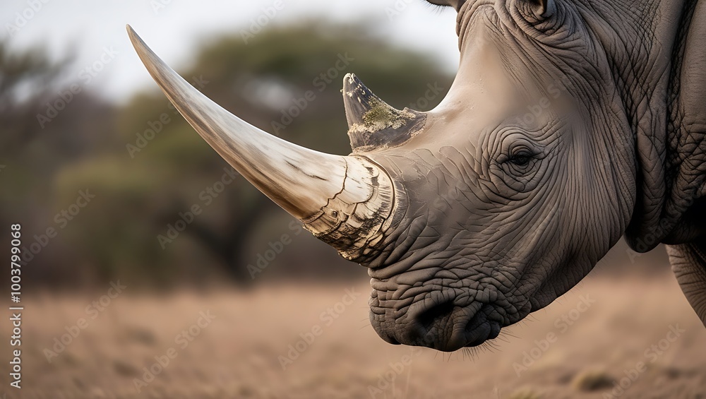 Close-Up of a Rhino’s Imposing Horn captures the essence of one of ...