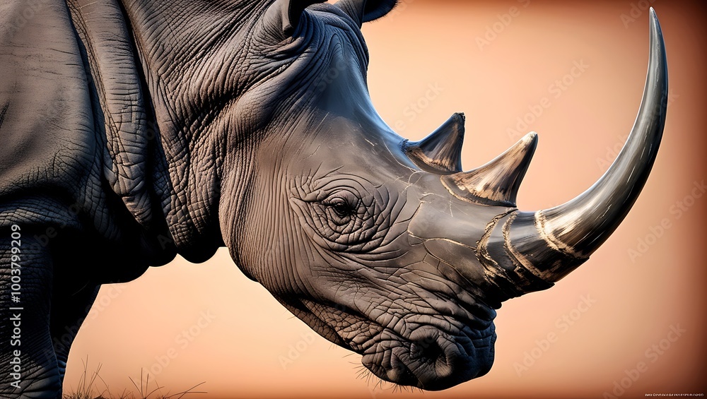 Close-Up of a Rhino’s Imposing Horn captures the essence of one of ...