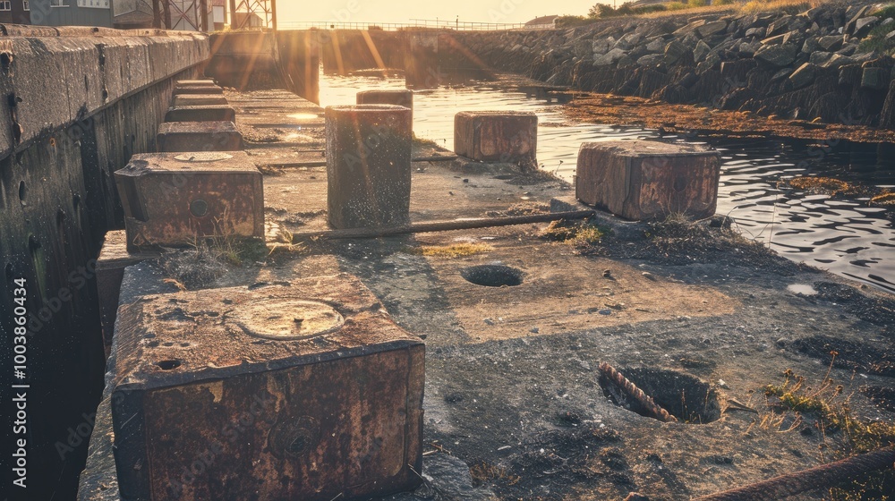 Remnants of the bolt circle from the original arch connection of the ...