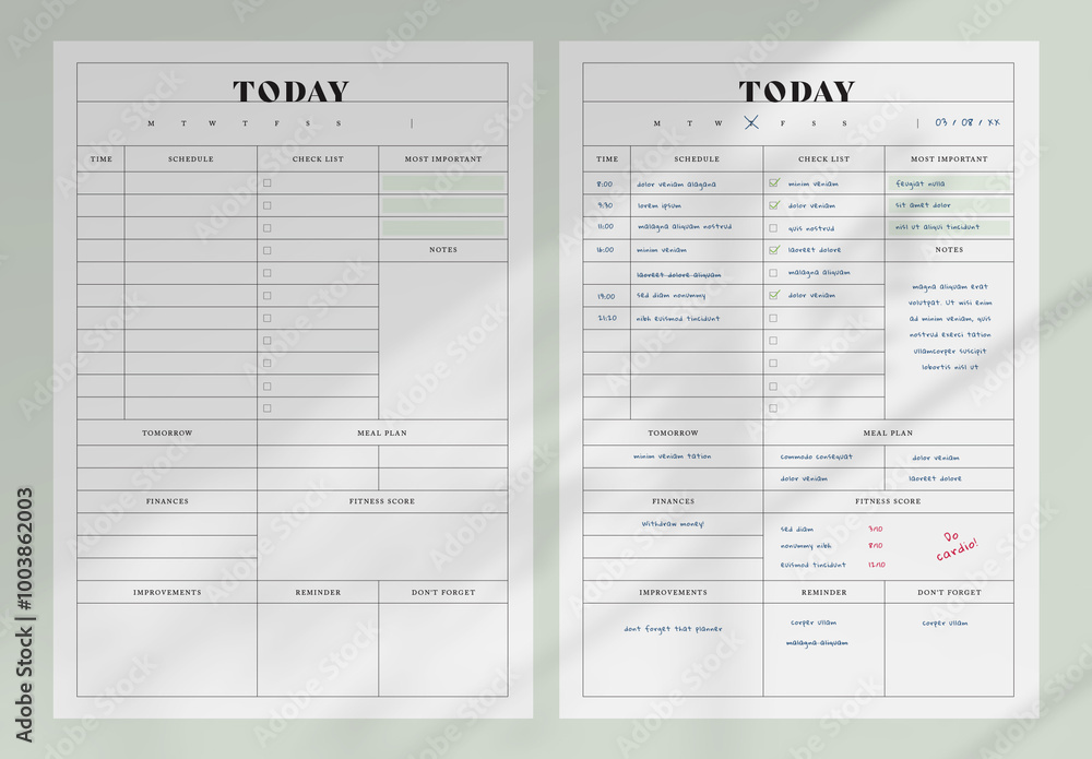 Daily Planner Layout With Clean Design Stock Template | Adobe Stock