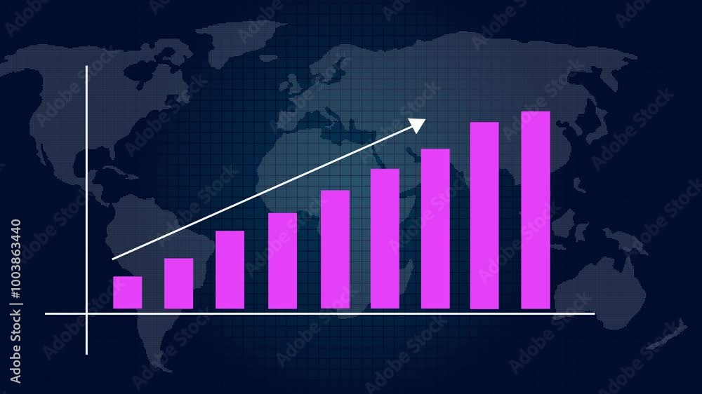 graph showing positive trending graph animation. graph chart showing ...