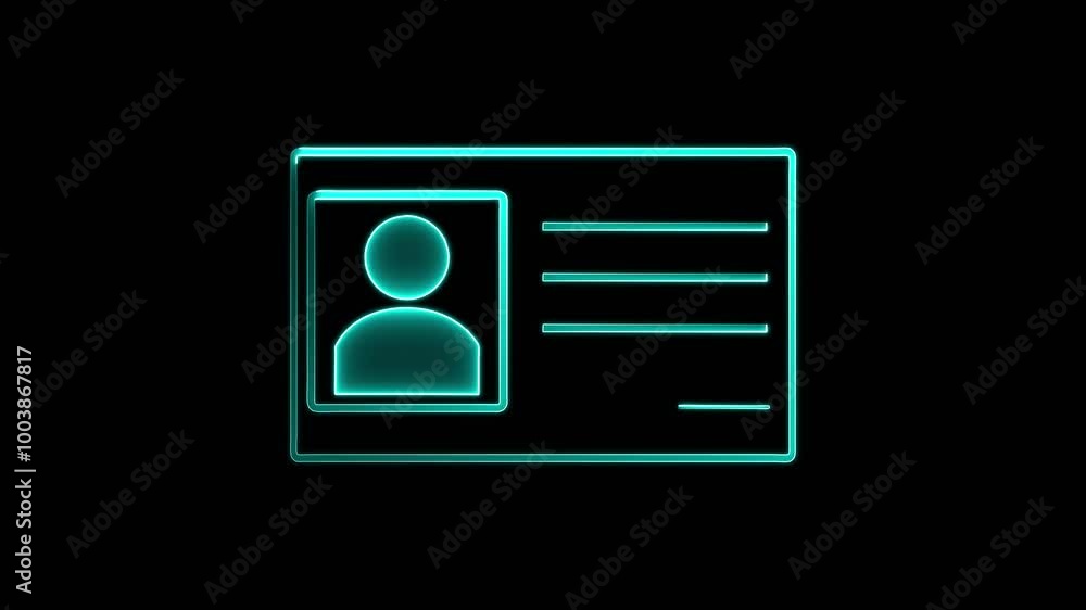 Glowing neon line Identification card volunteer icon isolated ...