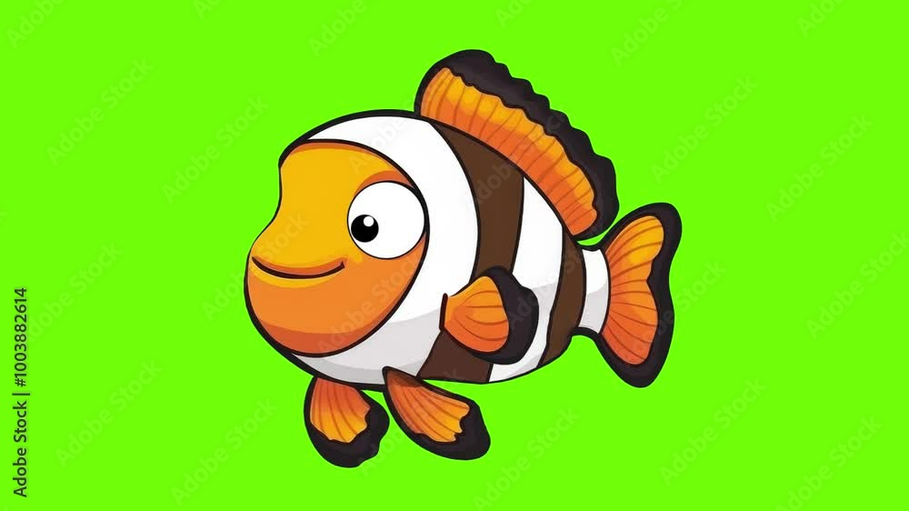 2D Cartoon Fish Swimming Animation. Loop 2d Animation Video, Cartoon ...