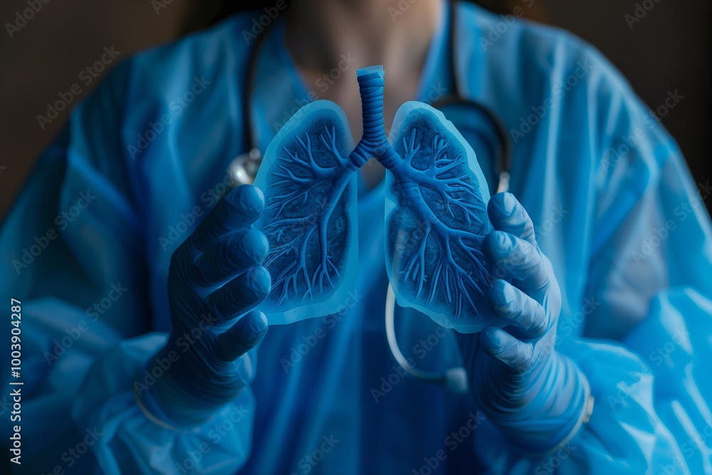 Doctor hold lungs model, x-ray roentgen examination of pneumonia, lung ...