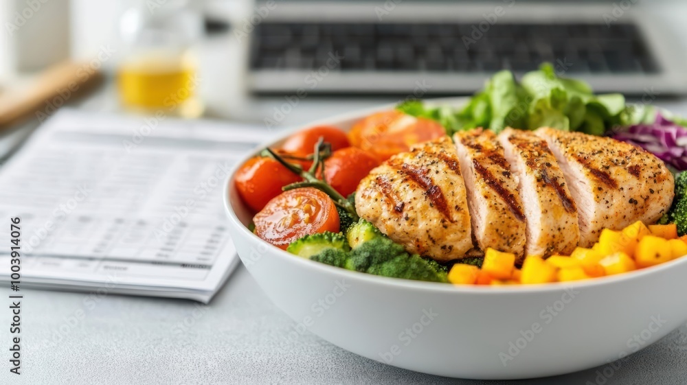 Healthy meal plate with portioned vegetables, proteins, and carbs ...