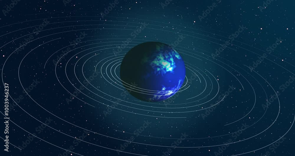 Galaxy space journey in blue color in 4K. Slowly flying through the ...