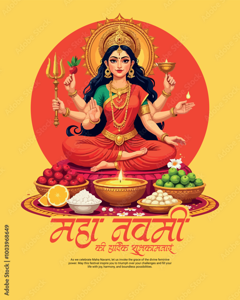 Durga Ashtami with Maa Durga Maha Navami Festival Celebration Social ...