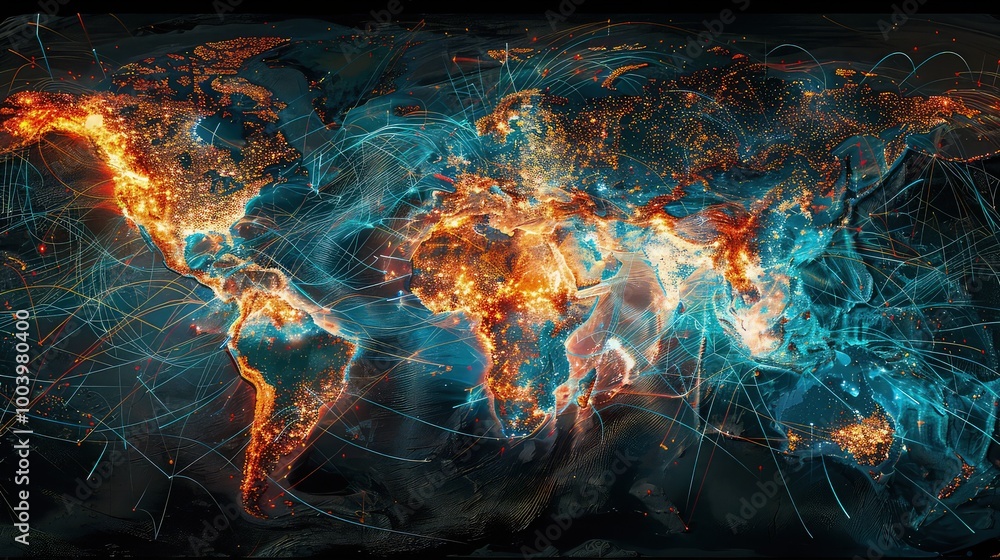 A digital map highlighting the divide between internet-connected and ...