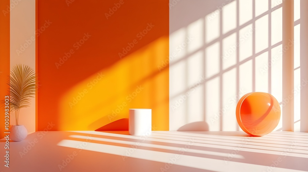 Vibrant 3D studio setup with clutter free table and floor showcasing a ...