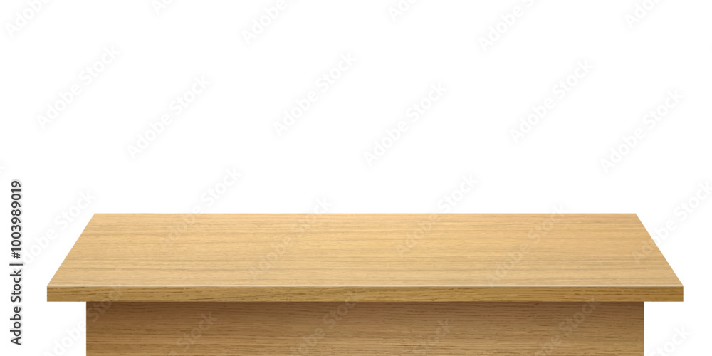 Wood table with perspective view. Wooden desk isolated on transparent ...