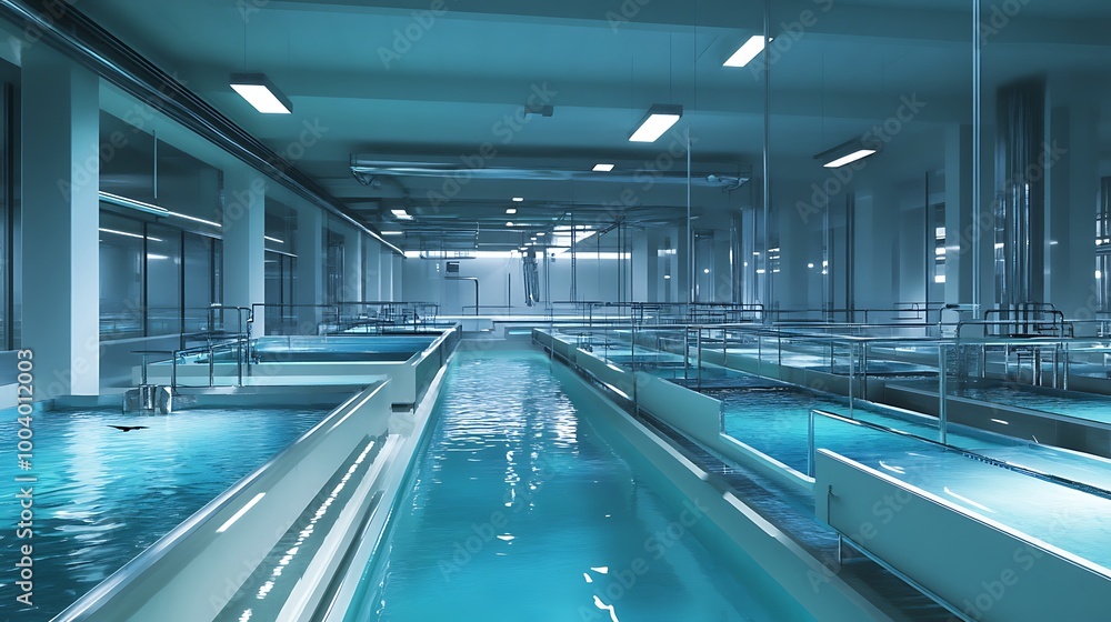 A large-scale fish farm with automated feeding and water quality ...