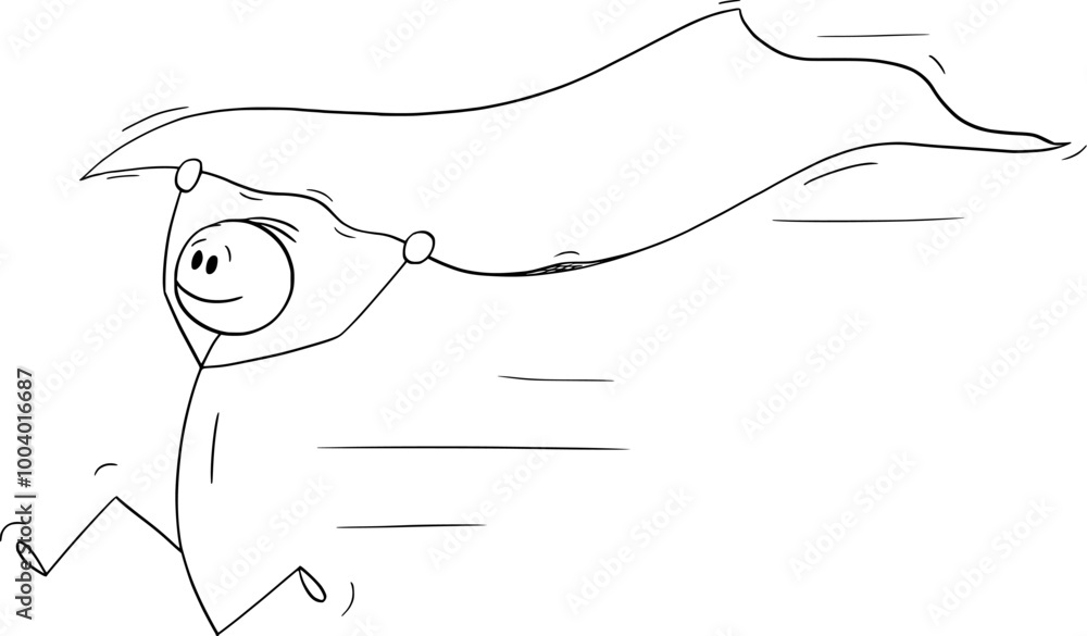 Person running and holding empty sheet of paper , vector cartoon stick ...