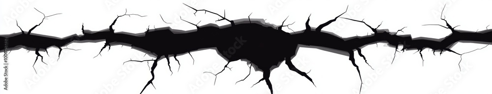 Earthquake and ground cracks, hole effect, craquelure and damaged wall ...