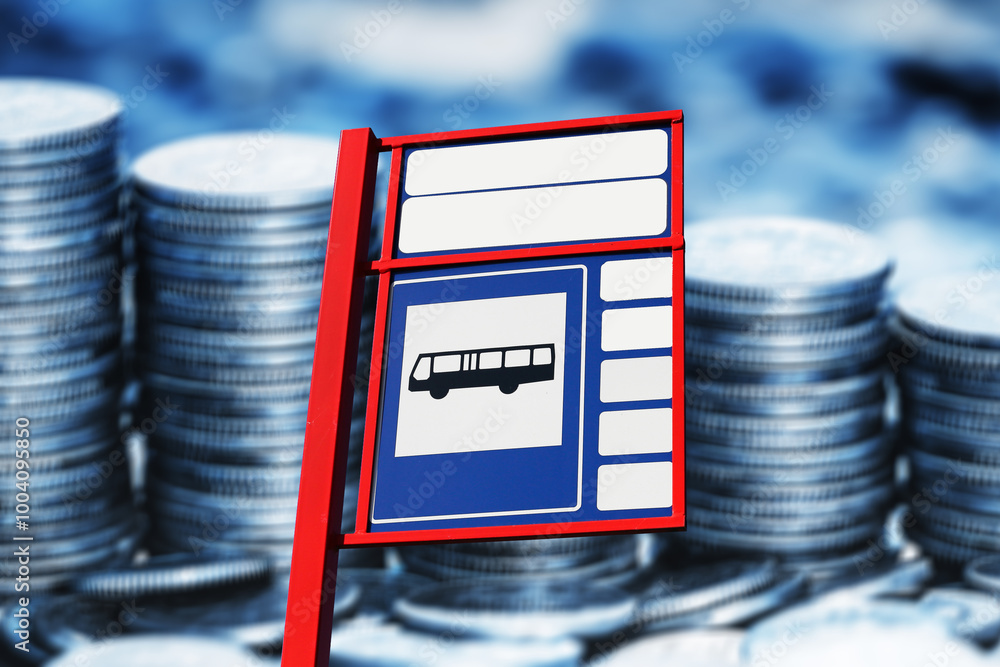 Bus stop background. Bus ticket prices rising. Cost of public transport ...