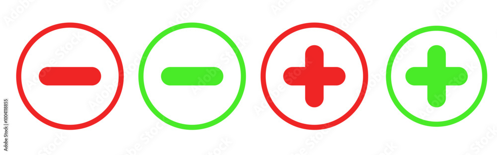 Vector graphics of add and minus icon in transparent circle with red ...