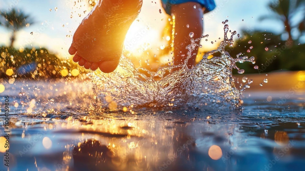 Summer Splash: Happy Children Playing in Sparkling Pool Surrounded by ...