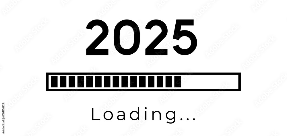 2025 countdown concept. Loading bar of 2024 to 2025. The loading of bar ...